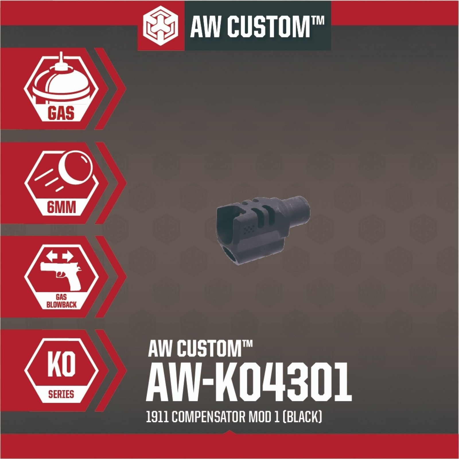 AW Custom 1911 COMPENSATOR MOD 1 (BLACK) - AW Kits & color parts ...
