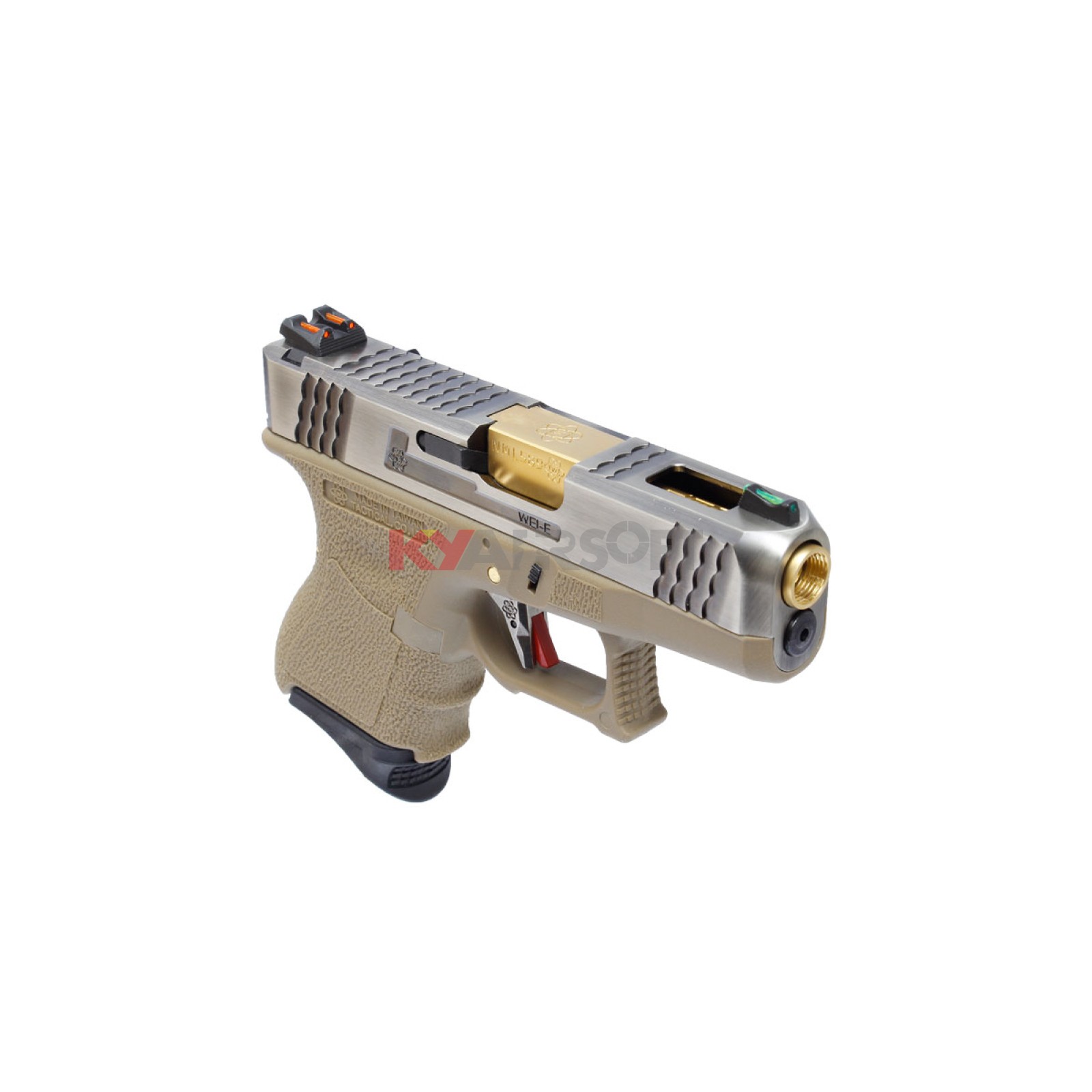 WE G26 T4 SV/GD/TAN - G26 - WE G Series (Glock) - WE Pistols (GBBP) - Guns